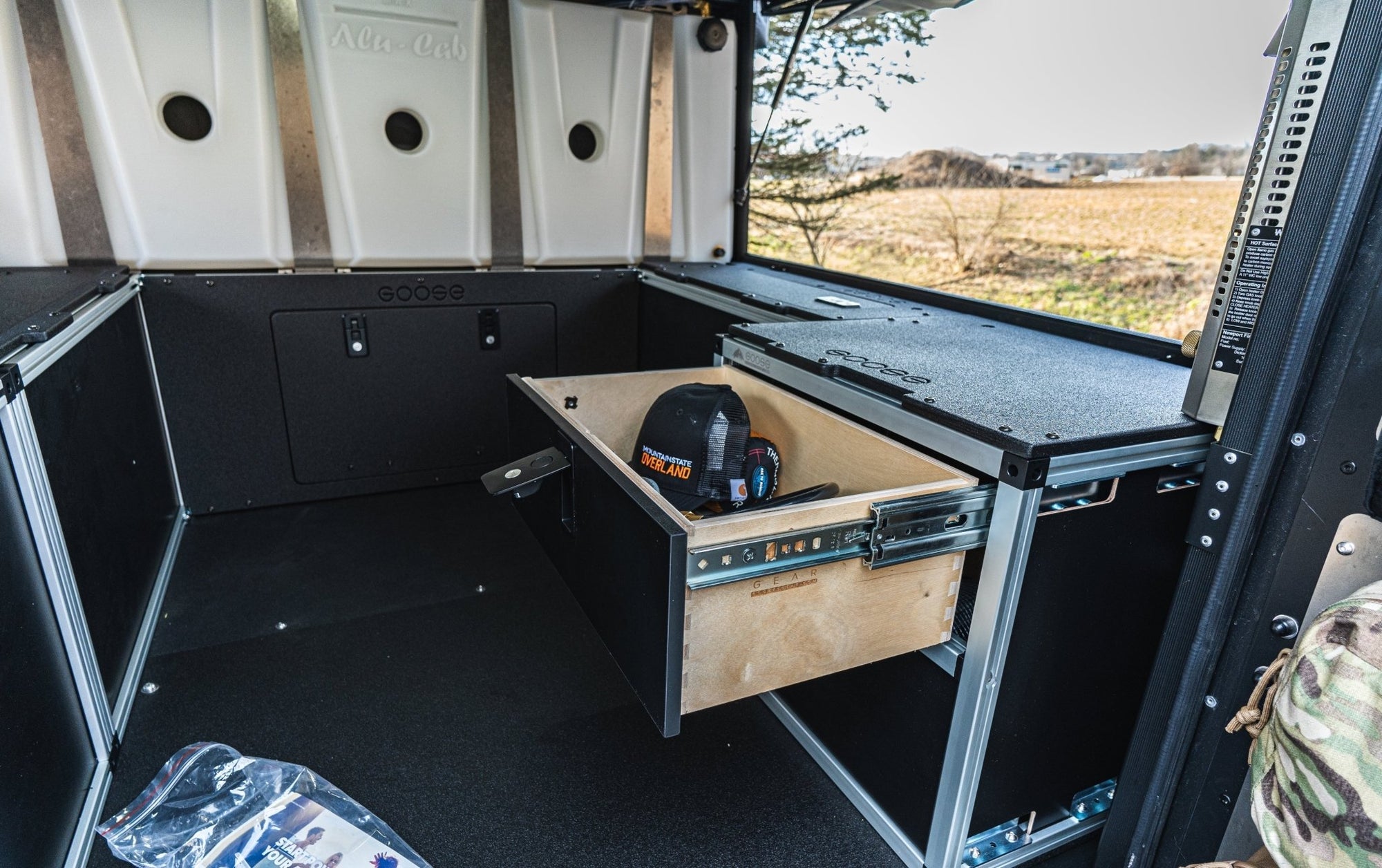 Goose Gear Alu-Cab Canopy Camper V2 - Jeep Gladiator 2019-Present JT - Rear Double Drawer Module ...